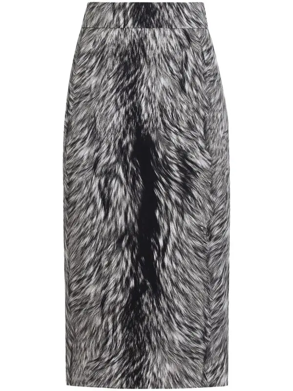 Dolce & Gabbana Fur-print Midi Skirt