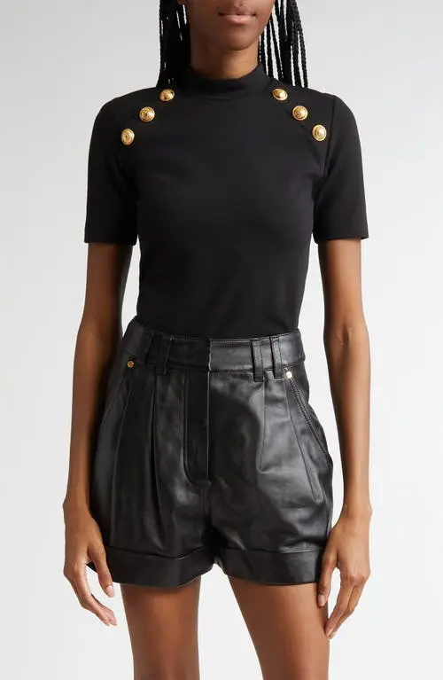 Balmain Six-button Detail T-shirt - 0pa Black