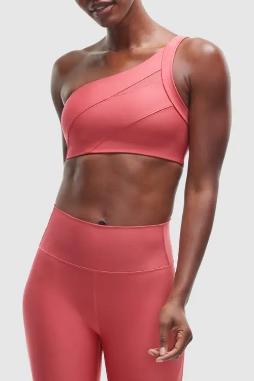 PELOTON Endurance Light One Shoulder Bra - Brick Red