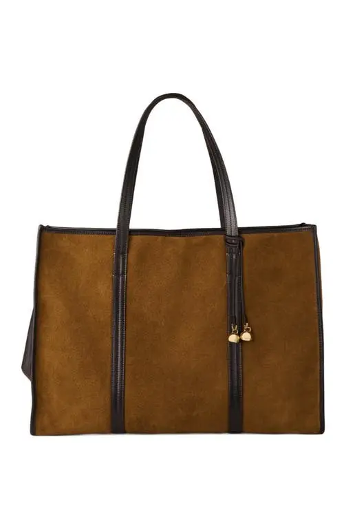 Sandro Large Suede Tote Bag - Camel