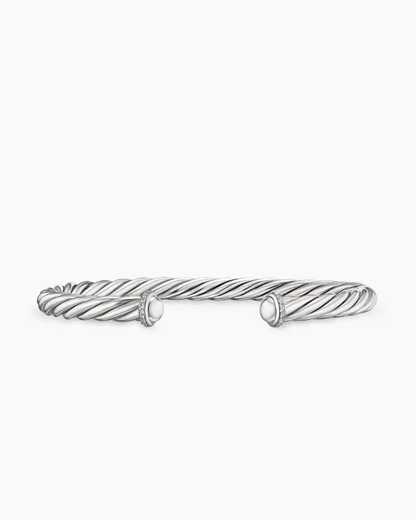 David Yurman Cable Cuff Bracelet With Black Diamonds - Diamond