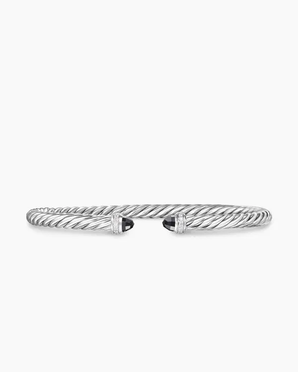 David Yurman Cable Flex Bracelet In Silver With Diamonds And - Black Onyx