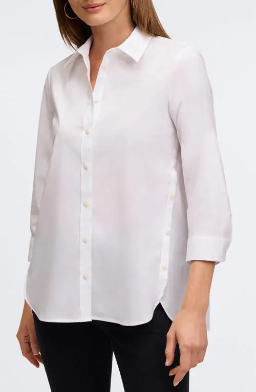 Foxcroft Juliet Three-quarter Sleeve Button-up Shirt - White