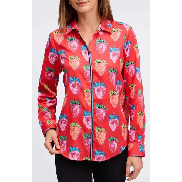 Foxcroft Charlie Strawberry Print Shirt - Multi