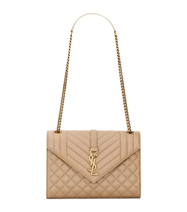 Saint Laurent Envelope Shoulder Bag - Beige