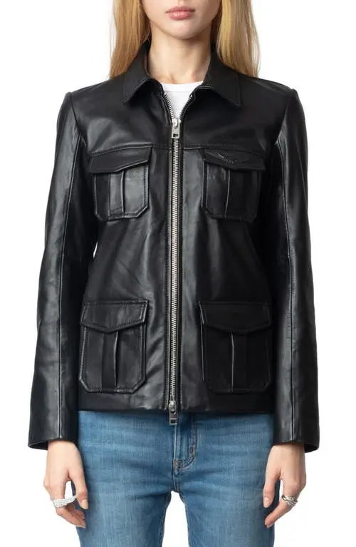 Zadig&Voltaire Lienna Leather Moto Jacket - Black