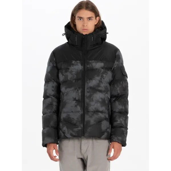 POINT ZERO Allton Engineered Quilted Puffer Printed Jacket - Slate
