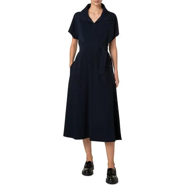 Akris Belted Midi Polo Dress - Navy
