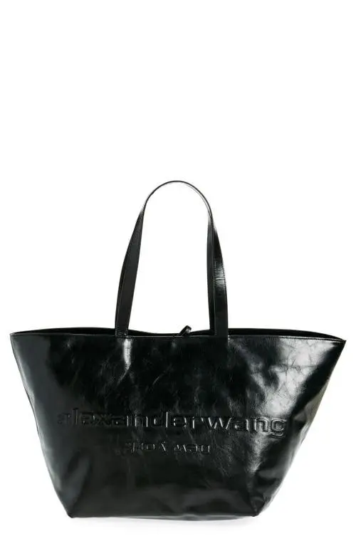 Alexander Wang Punch Crinkled Leather Tote - 001 Black