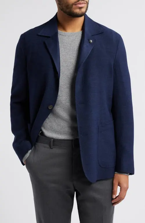 JACK VICTOR Quest Knit Ready Wool Jacket - Navy