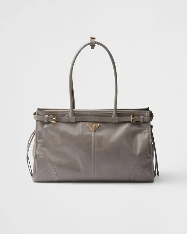 Prada Bonnie Large Leather Handbag - Pewter