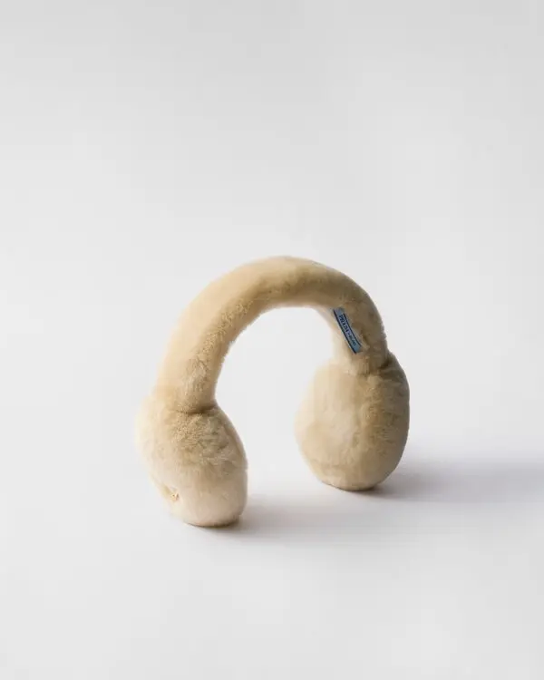 Prada Shearling Earmuffs - Ecru
