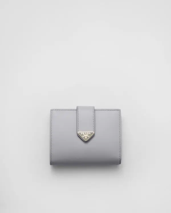 Prada Small Leather Wallet - Granite Gray