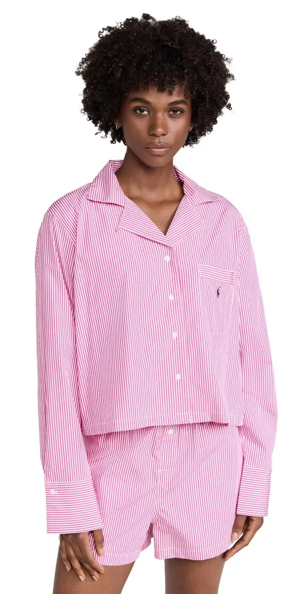 Ralph Lauren Crop Top & Boxer Poplin Pajama Set