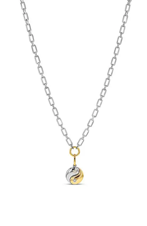 Sheryl Lowe Two Tone Diamond Bezel Yin Yang Pendant Necklace