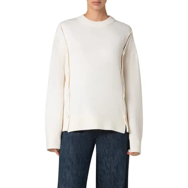 Akris Sailor Convertible Sleeve Virgin Wool Rib Sweater