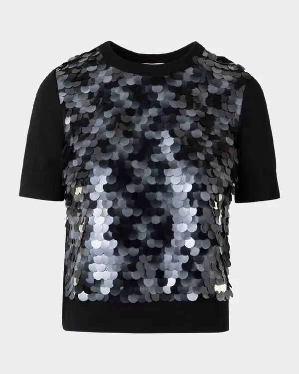 Akris Front Sequined Wool Sweater