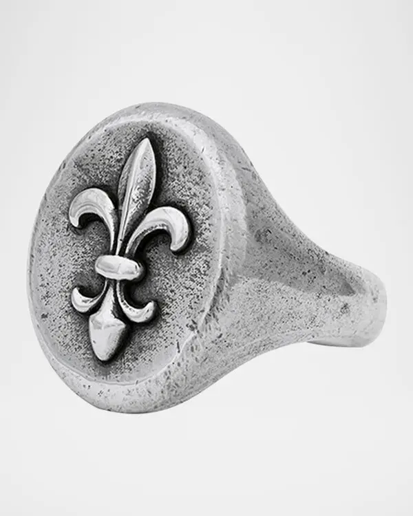 John Varvatos Fleur De Lis Signet Ring - Silver