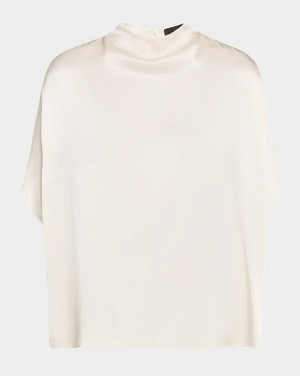 Lapointe Mock-neck Cape T-shirt - Cream