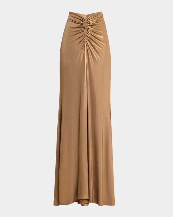 Lapointe Metallic Coated Jersey Maxi Skirt - Pale Gold