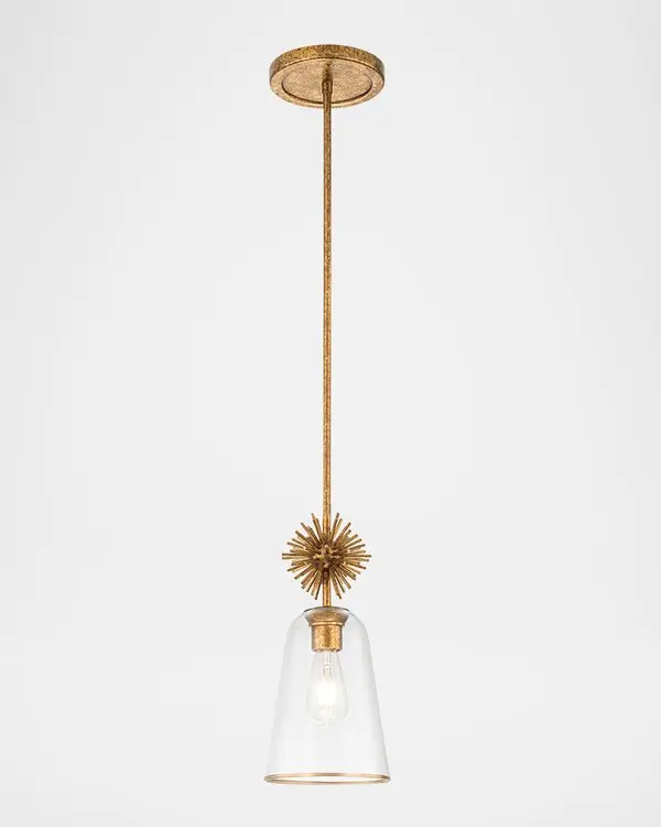 LUCAS + MCKEARN Staring 16" Pendant - Clear Glass And Distressed Gold
