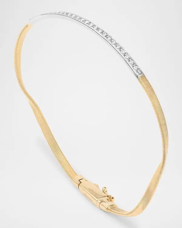 Marco Bicego 18k Bangle Bracelet With Diamond Bar - Yellow Gold