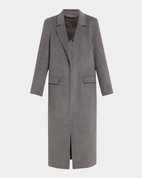TOTÊME Long Classic Wool Coat - Dark Grey
