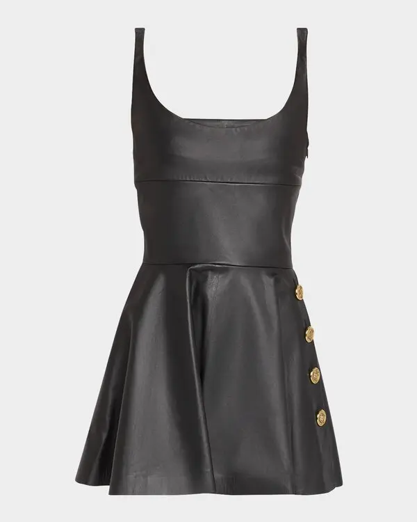 Givenchy Button-front Leather Mini Dress