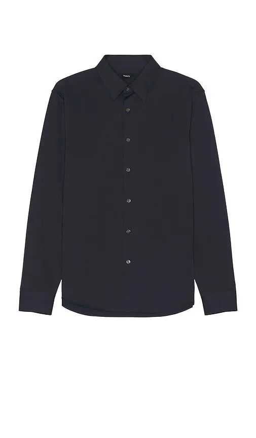 Theory Sylvain Structure Knit Shirt In Navy - Eclipse