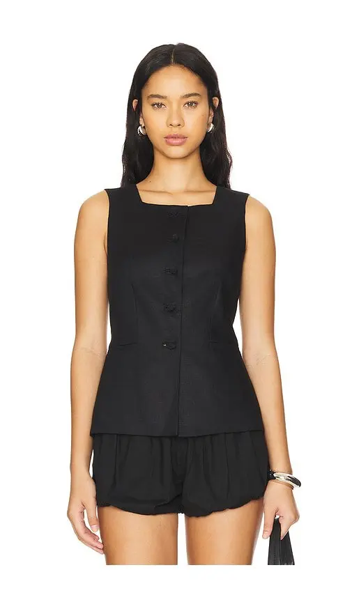 Posse Rio Linen Vest - Black