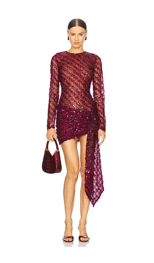 CAMILA COELHO Cataleya Sequin Mini Dress - Burgundy