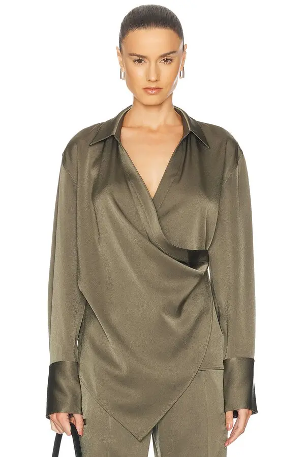 Helmut Lang Wrap Blouse - Olive
