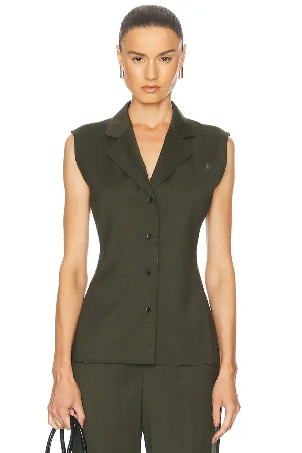 Helmut Lang Wool Vest - Green Melange