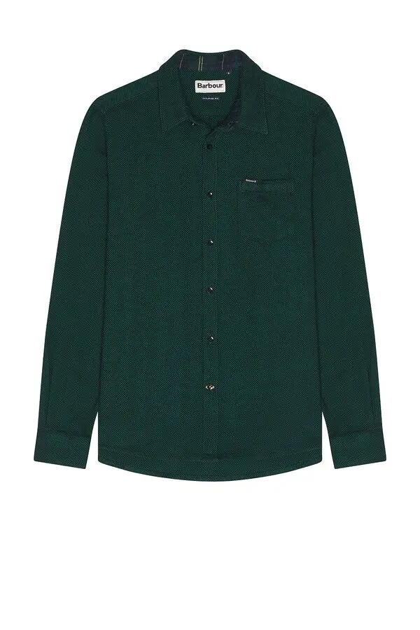 Barbour Robertson Tailored Herringbone Shirt In Green