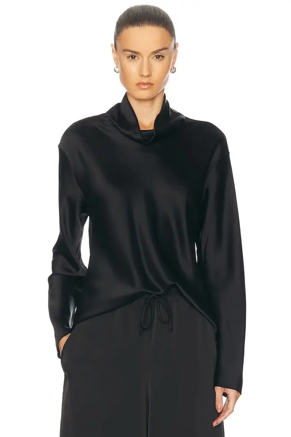 LESET Barb Long Sleeve Cowlneck Top - Black