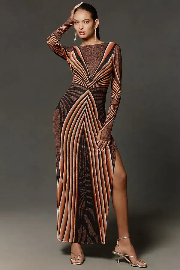 Afrm Nettie Long-Sleeve Mesh Maxi Dress In Multicolor - 20% Off |  Editorialist