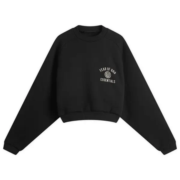 Fear Of God Fleece Cropped Crew Sweatshirt - Black