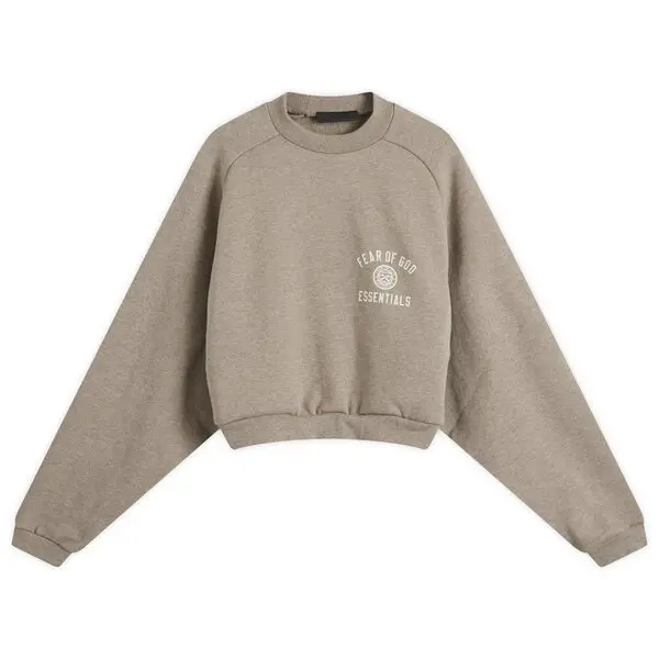 Fear Of God Fleece Cropped Crew Sweatshirt - Heather Gray