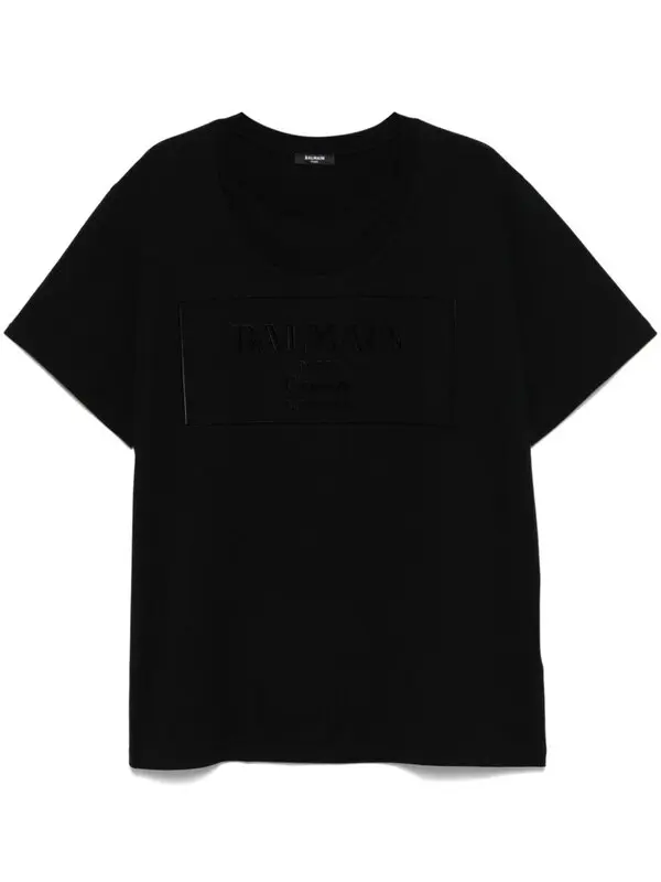 Balmain Flocked-logo T-shirt - Black