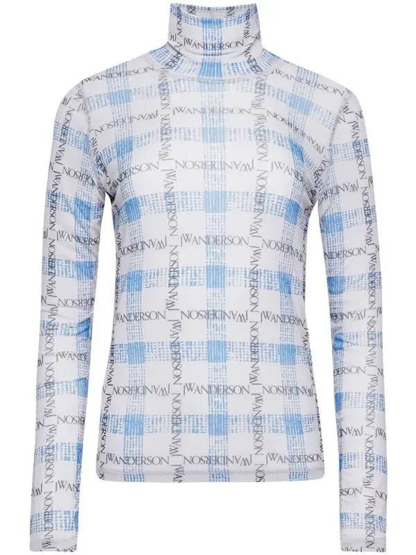 JW Anderson Logo Check-print Top - Blue
