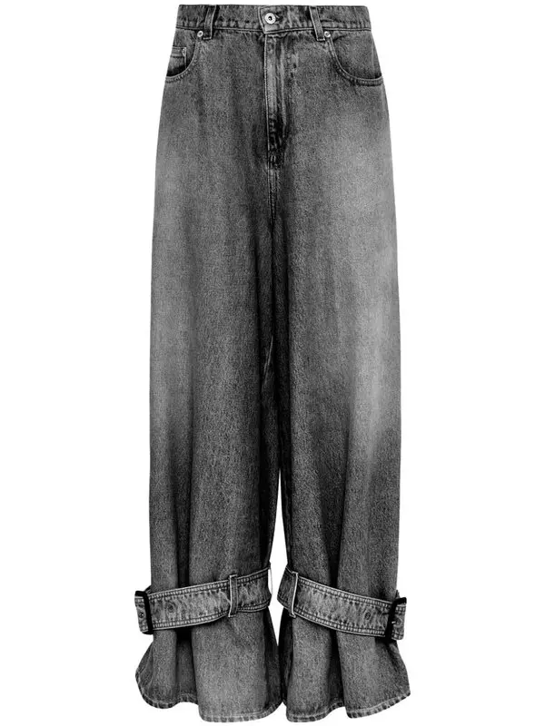 JW Anderson Buckled Wide Leg Jeans - Grey