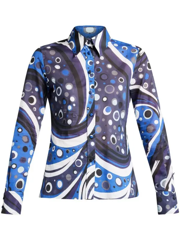 Emilio Pucci Fontane-print Cotton Shirt - Blue