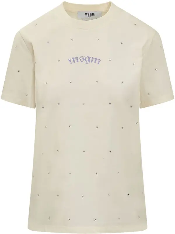 MSGM Logo-print T-shirt - Neutrals