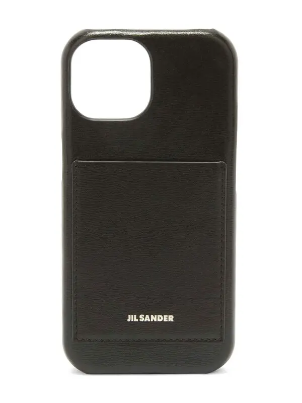 JIL SANDER Logo-embossed Leather Phone Case - Black