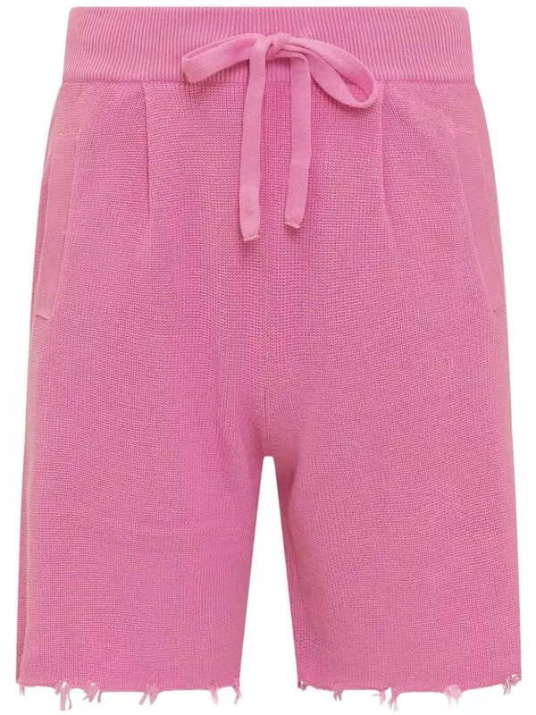 LANEUS Raw-cut Knit Shorts - Pink