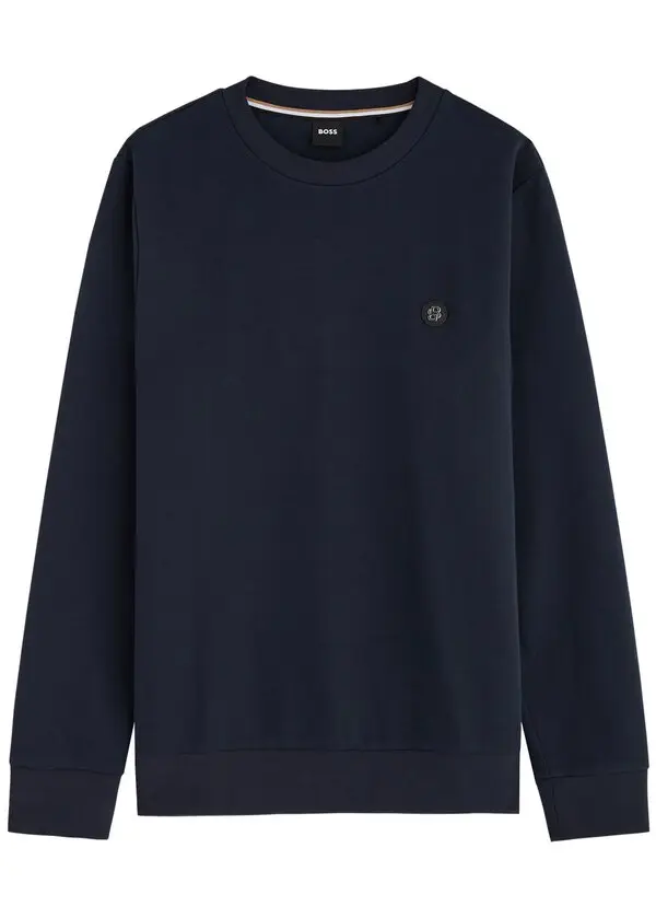 Hugo Boss Logo Cotton-blend Sweatshirt - Dark Blue