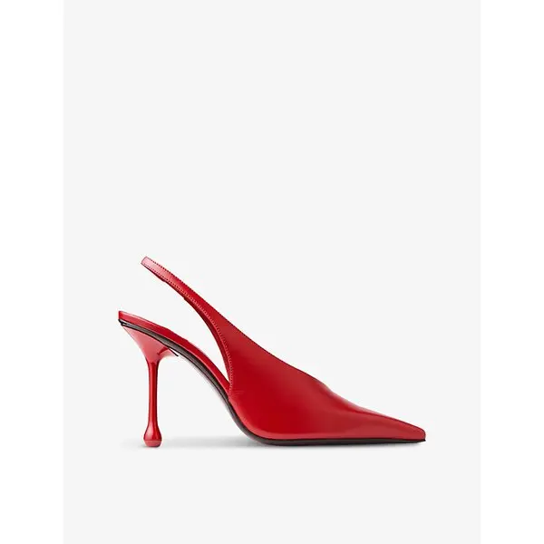 JIMMY CHOO Isa 95 Slingback Leather Heeled Courts - Ruby Red
