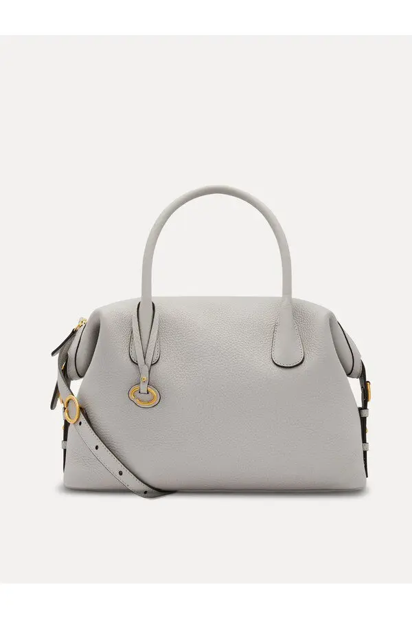 Oscar De La Renta Light Taupe Leather Duffle Bag