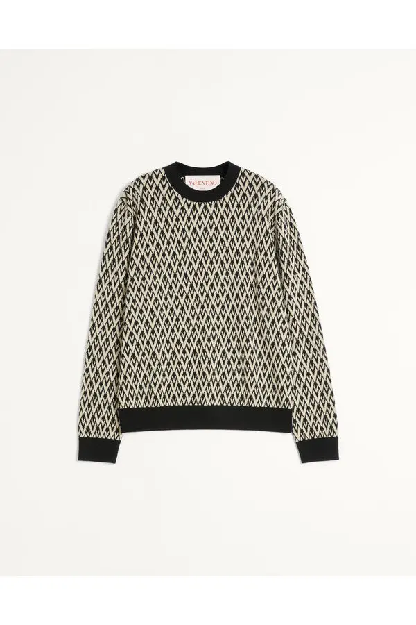 Valentino Garavani Crewneck Toute La V Jacquard Sweater