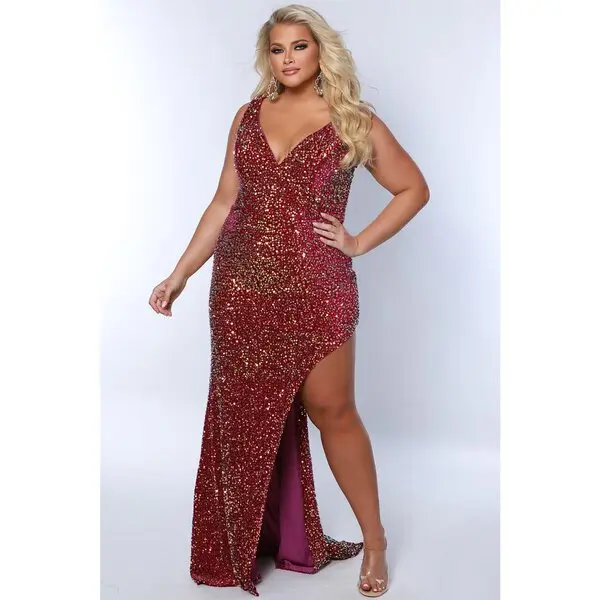 SYDNEY'S CLOSET Sequin Velvet Gown - Purple Passion